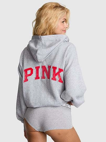 Pink Campus Fleece™ Half-zip Hoodie - Grey