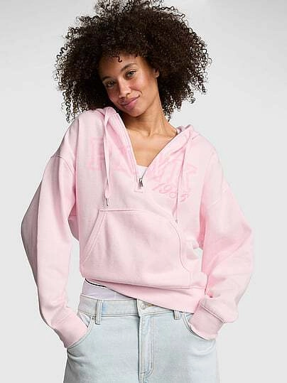 Pink Campus Fleece™ Half-zip Hoodie - Pink