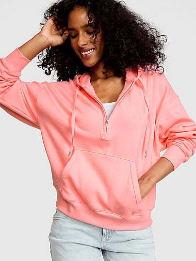 Pink Campus Fleece™ Half-zip Hoodie - Pink