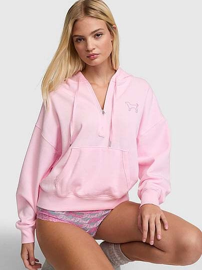 Pink Campus Fleece™ Half-zip Hoodie - Pink