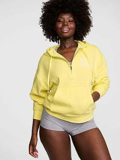 Pink Campus Fleece™ Half-zip Hoodie - Yellow