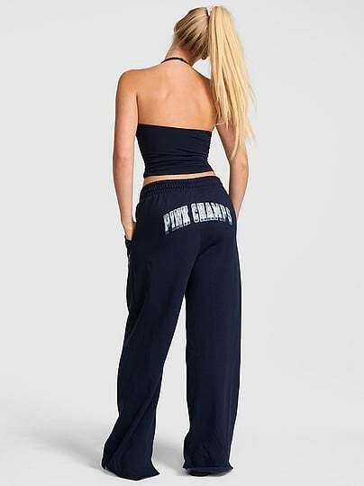 Pink Campus Fleece™ Wide-leg Split-hem Sweatpants - Blue