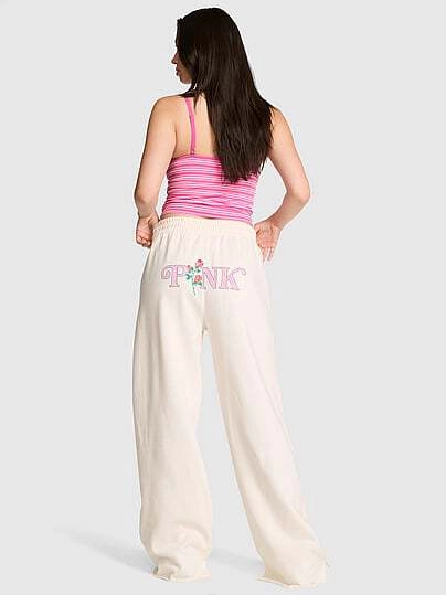 Pink Campus Fleece™ Wide-leg Split-hem Sweatpants - Grey