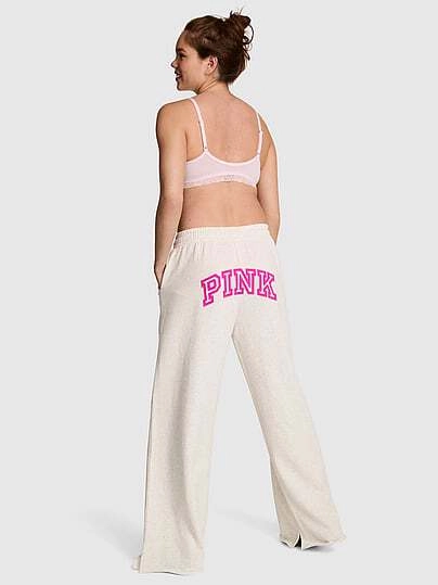 Pink Campus Fleece™ Wide-leg Split-hem Sweatpants - Grey