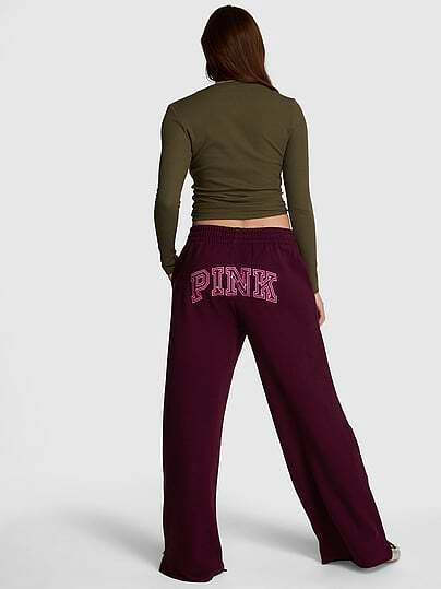 Pink Campus Fleece™ Wide-leg Split-hem Sweatpants - Purple