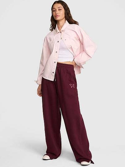 Pink Campus Fleece™ Wide-leg Split-hem Sweatpants - Purple