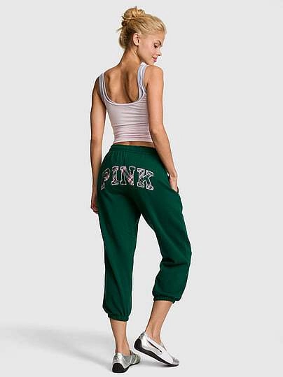 Pink Campus Fleece Capri Jogger Sweatpants - Green