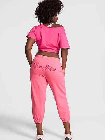 Pink Campus Fleece Capri Jogger Sweatpants - Pink