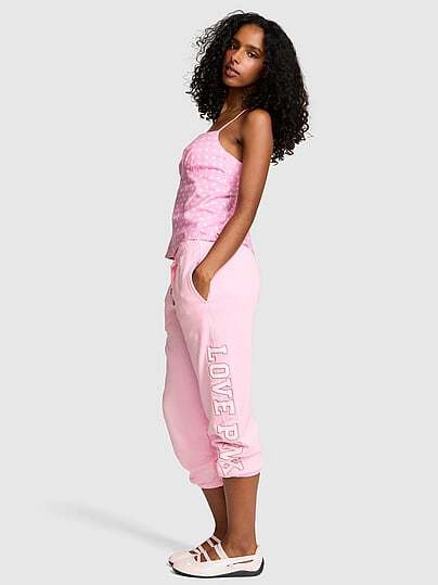 Pink Campus Fleece Capri Jogger Sweatpants - Pink
