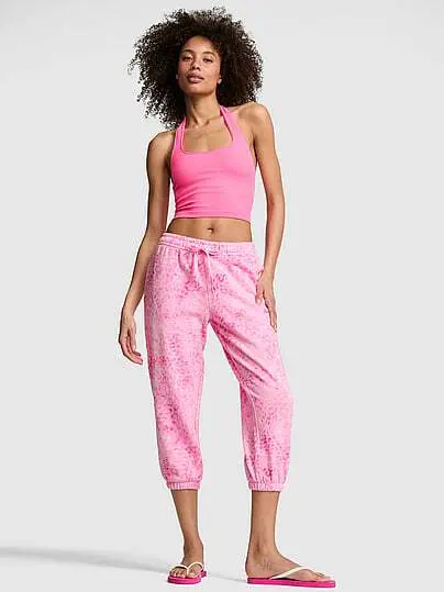 Pink Campus Fleece Capri Jogger Sweatpants