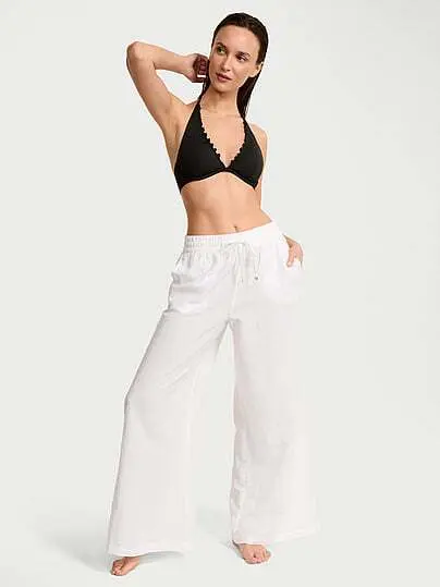 Victoria's Secret Linen Wide-leg Pants - White,ivory