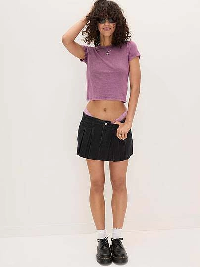 Pink Retro Cotton Tee - Black