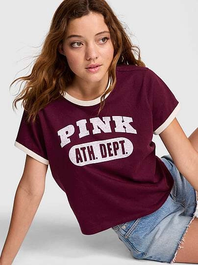 Pink Retro Cotton Tee - Purple