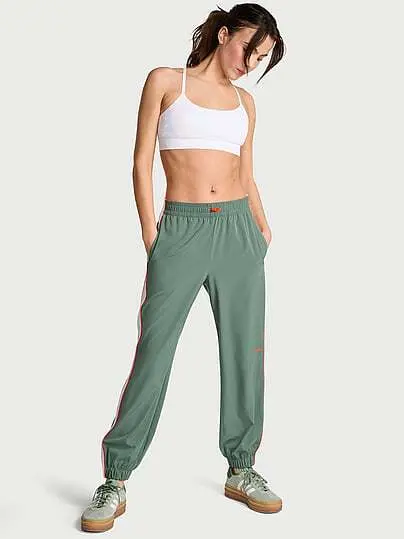 Pink Tech Woven Jogger Pants - Green
