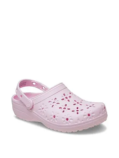 Pink Crocs Classic Floral Cut-out Clog - Pink
