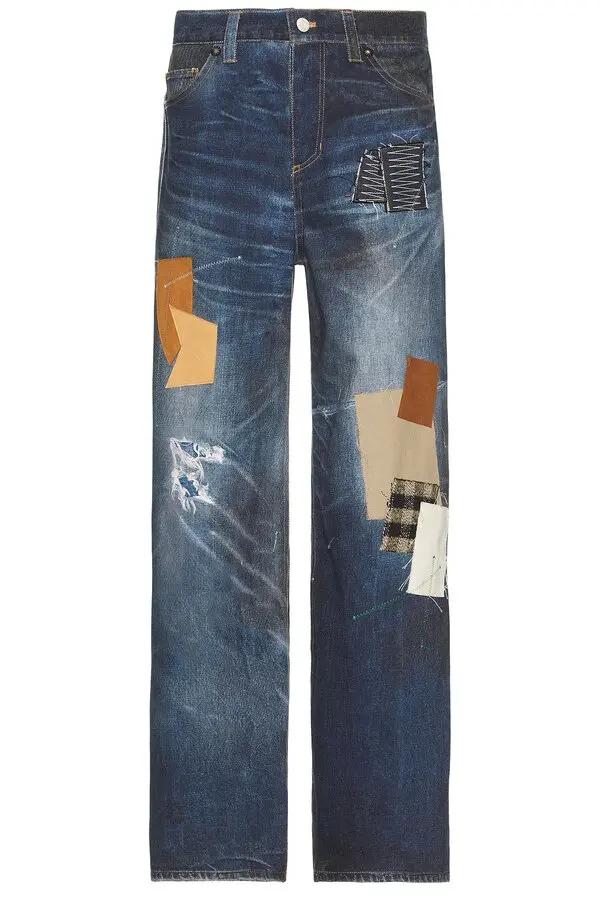 Andersson Bell Patchwork Printed Denim Jeans - Blue