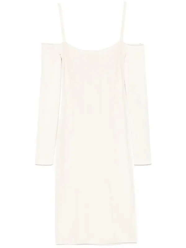 MUGLER Boning Detail Knit Dress - Neutrals