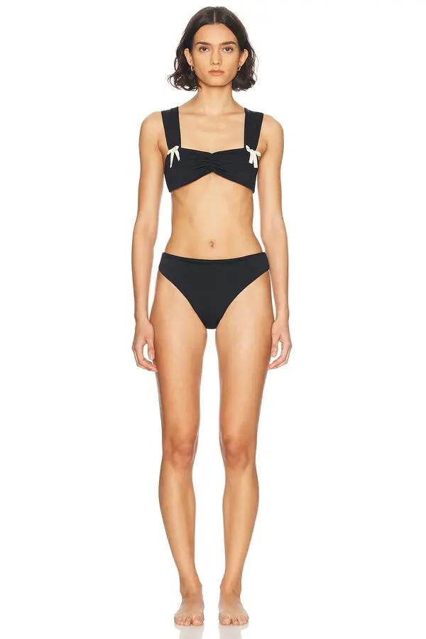 MARLIES GRACE Capri Bikini Set - Black & Cream Bow