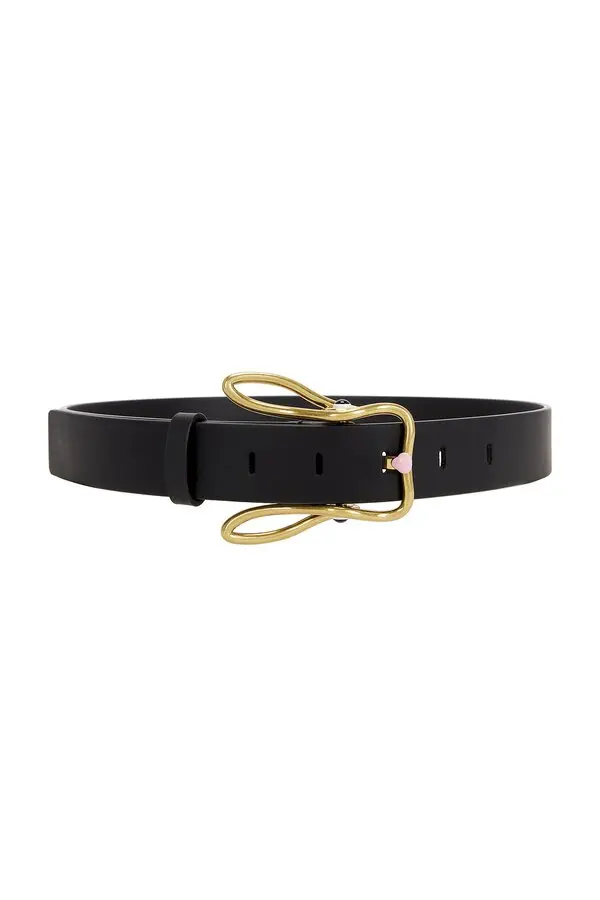 Bottega Veneta Bunny Leather Belt - Black & Muse Brass