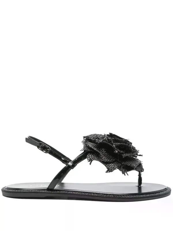 LE SILLA Floral-appliqué Sandals - Black