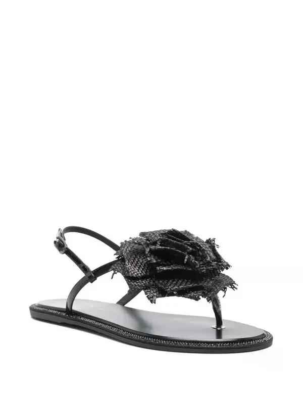 LE SILLA Floral-appliqué Sandals - Black