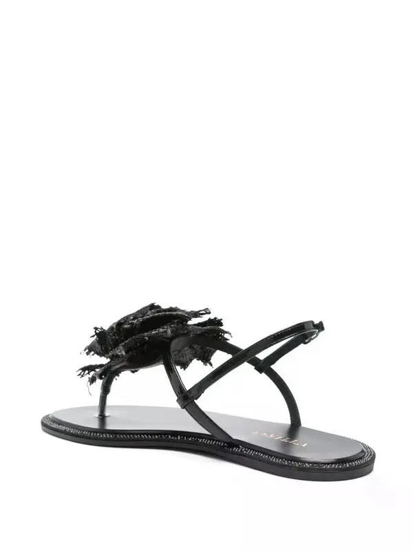 LE SILLA Floral-appliqué Sandals - Black