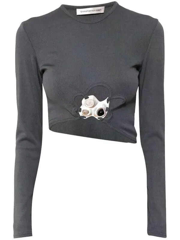 Christopher Esber Trio Stone Cropped Top - Grey