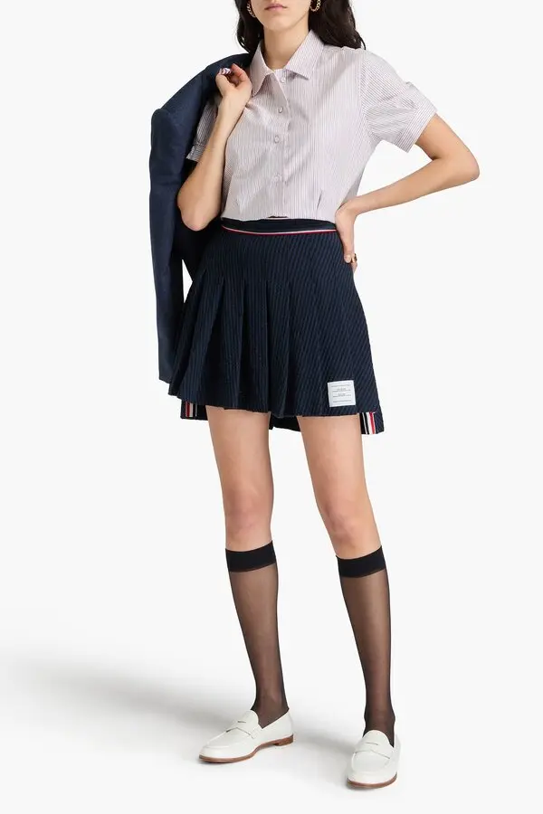 Thom Browne Pleated Bouclé-tweed Mini Skirt