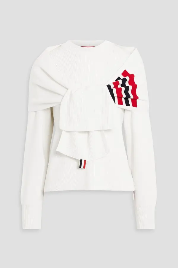 Thom Browne Layered Ribbed Cashmere And Wool-blend Sweater - Off-white