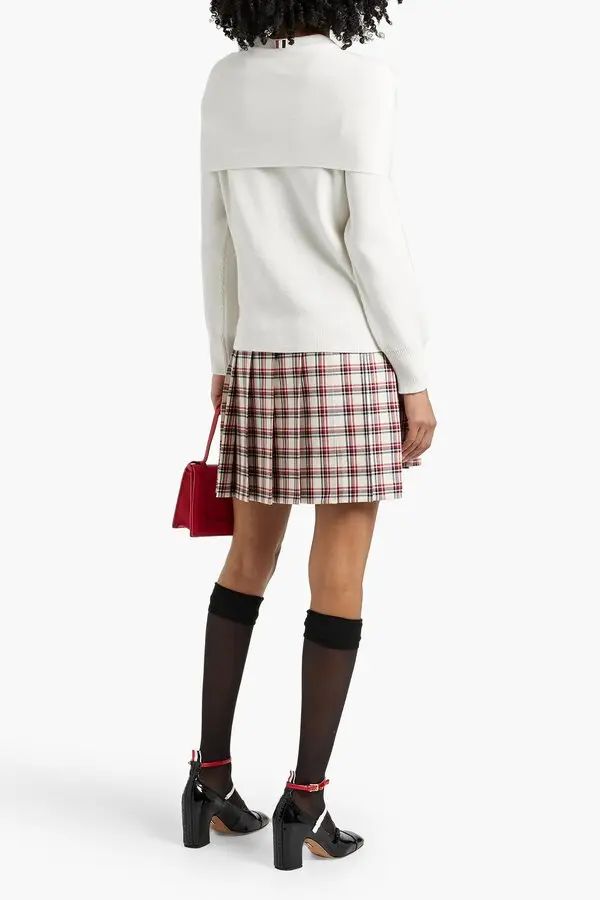Thom Browne Layered Ribbed Cashmere And Wool-blend Sweater - Off-white