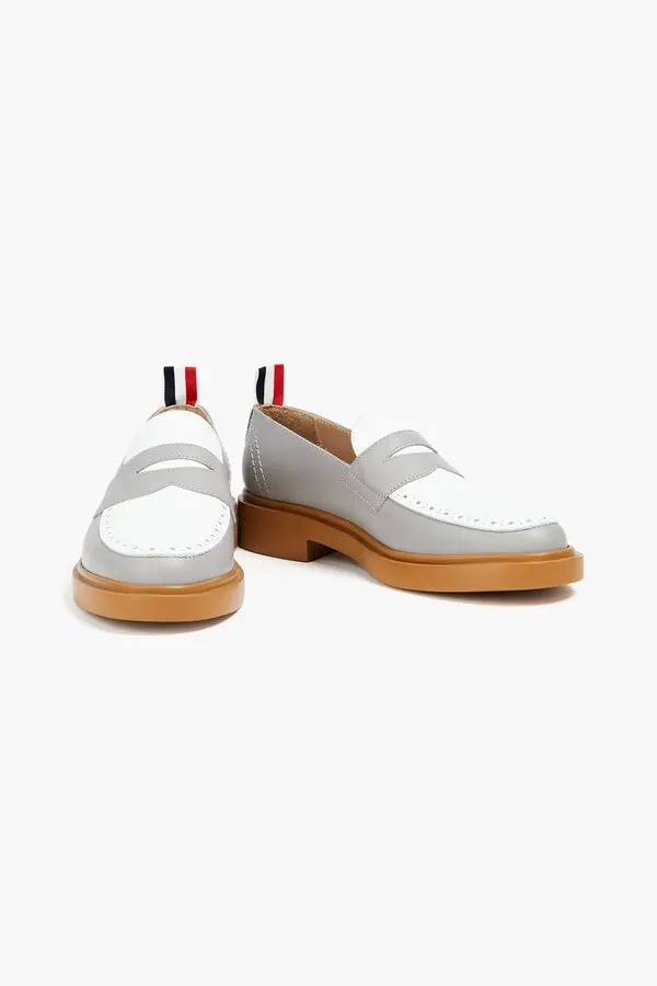 Thom Browne Leather Penny Loafers - Light Gray