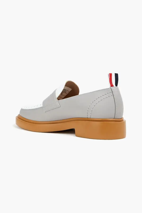 Thom Browne Leather Penny Loafers - Light Gray