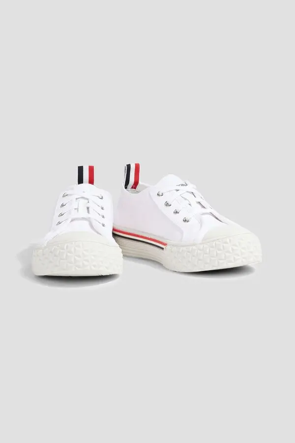 Thom Browne Collegiate Canvas Sneakers In White - 55% Off