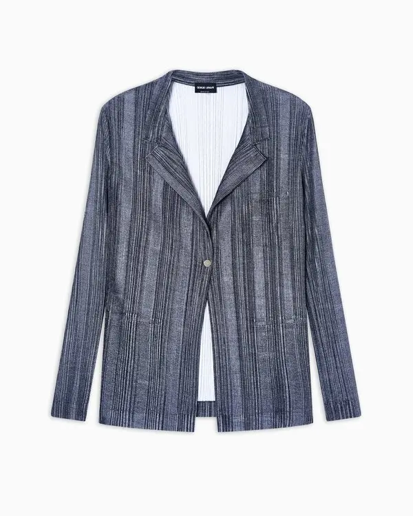 Giorgio Armani Single-breasted Two-tone Pleated Jersey Jacket - Grey