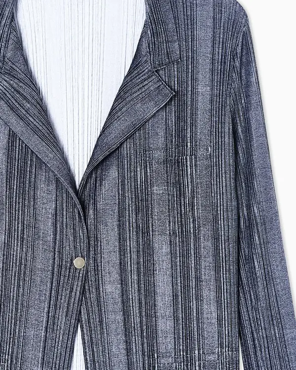 Giorgio Armani Single-breasted Two-tone Pleated Jersey Jacket - Grey
