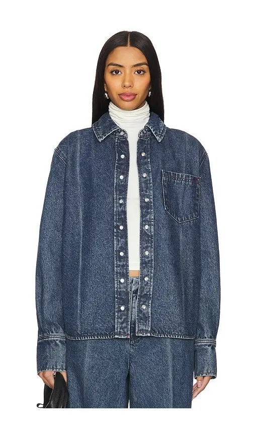 GRLFRND Mae Button Down Shirt - Blue