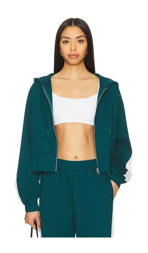 L*Space Zip Up Hooded Jacket With Striped Sleeves