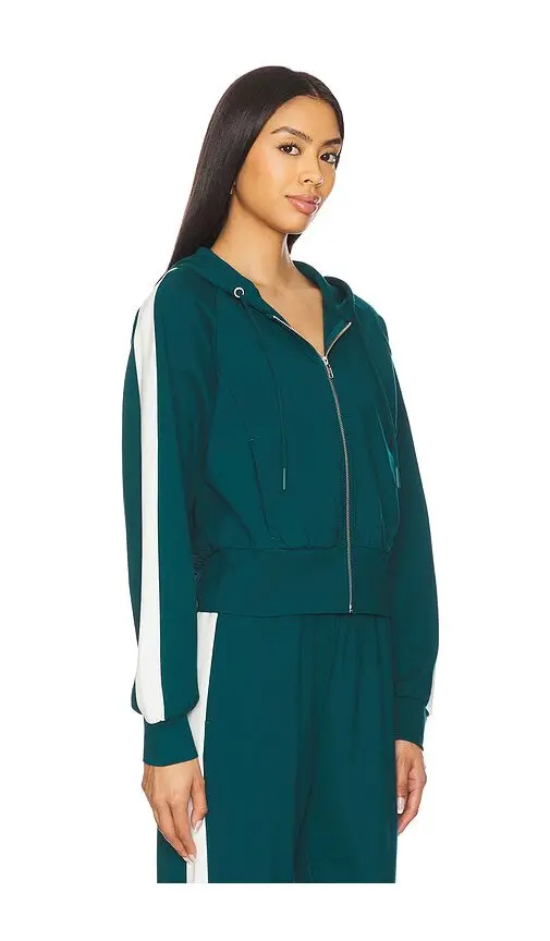 L*Space Zip Up Hooded Jacket With Striped Sleeves