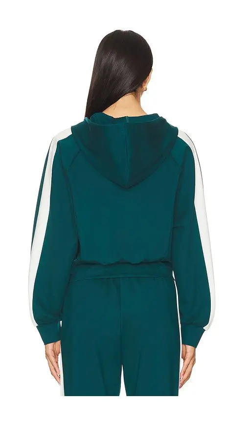 L*Space Zip Up Hooded Jacket With Striped Sleeves