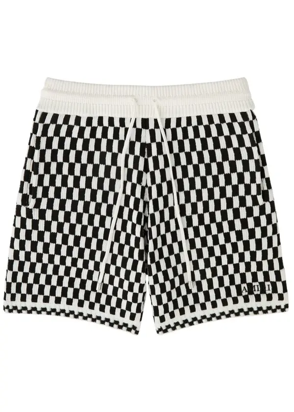 Amiri Checked Intarsia Wool-blend Shorts