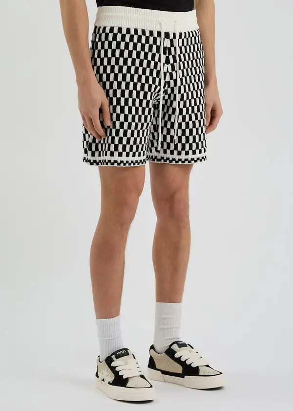 Amiri Checked Intarsia Wool-blend Shorts