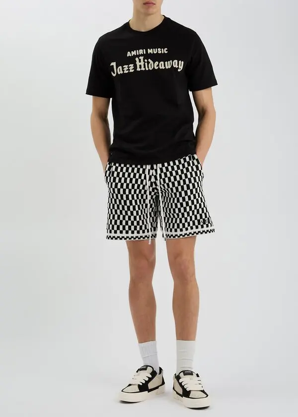 Amiri Checked Intarsia Wool-blend Shorts