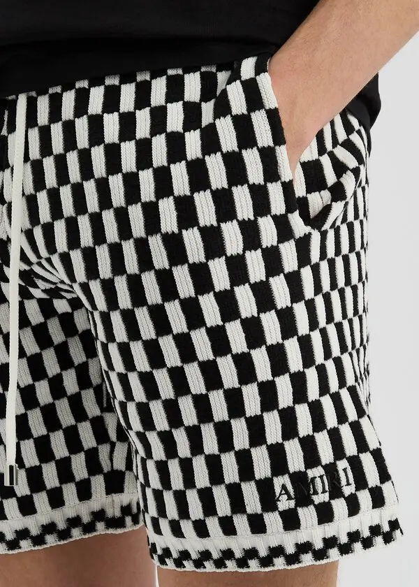 Amiri Checked Intarsia Wool-blend Shorts