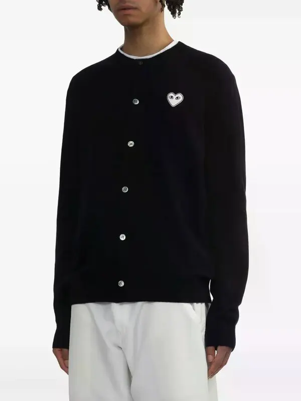 Play Comme Des Garcon Heart-appliqué Cardigan - Blue