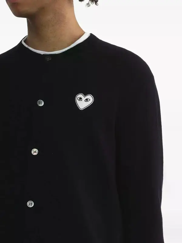 Play Comme Des Garcon Heart-appliqué Cardigan - Blue