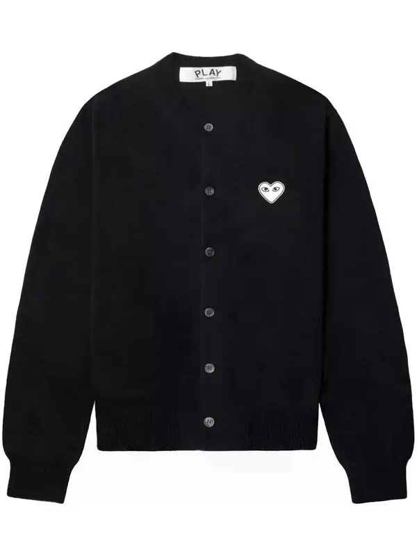Play Comme Des Garcon Heart-appliqué Cardigan - Black