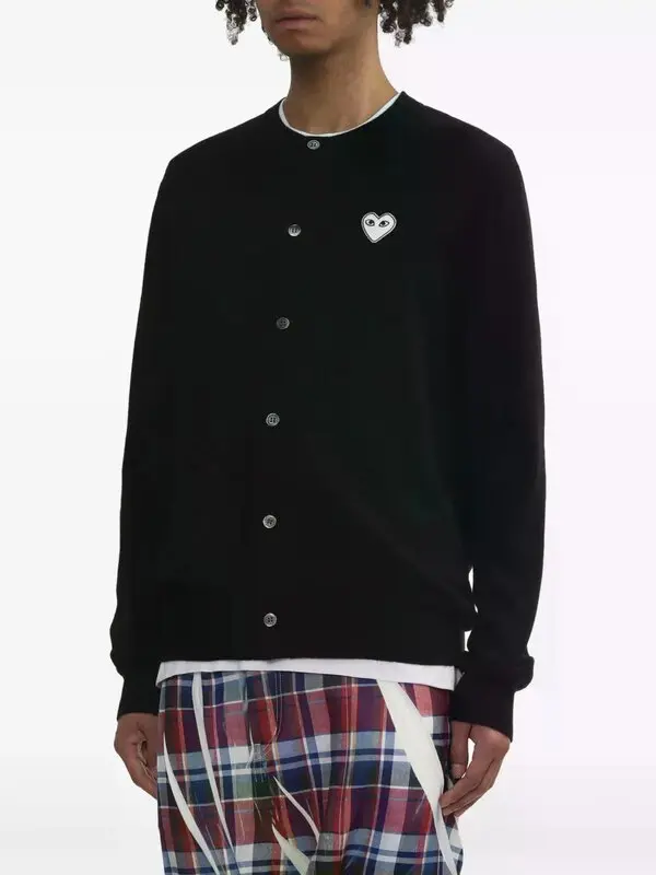 Play Comme Des Garcon Heart-appliqué Cardigan - Black