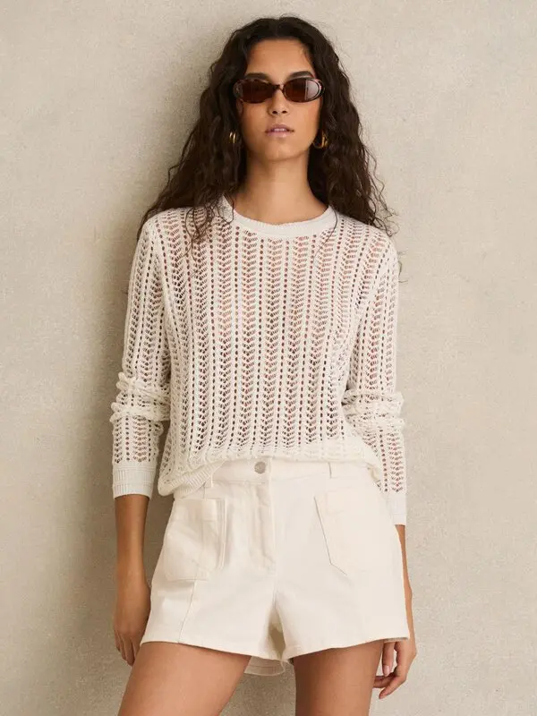 REISS Kira Mid-rise Denim Shorts