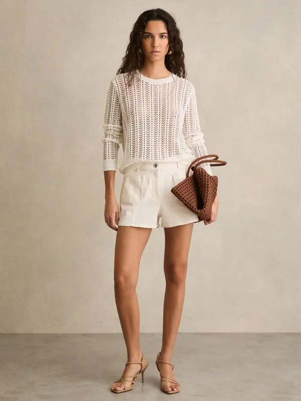 REISS Kira Mid-rise Denim Shorts