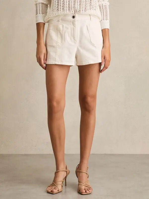 REISS Kira Mid-rise Denim Shorts